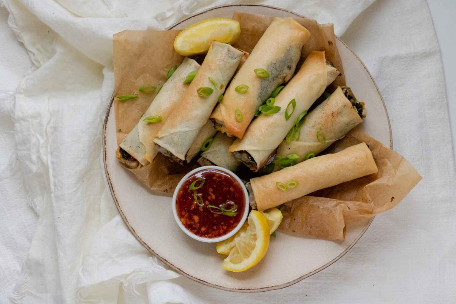 Homemade Spinach and Feta Spring Rolls - The Veggie YaYa