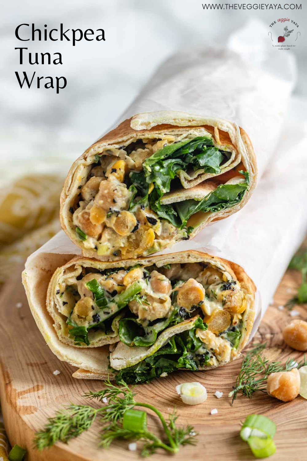 Easy Chickpea Tuna Wrap With Kale Recipe - The Veggie YaYa