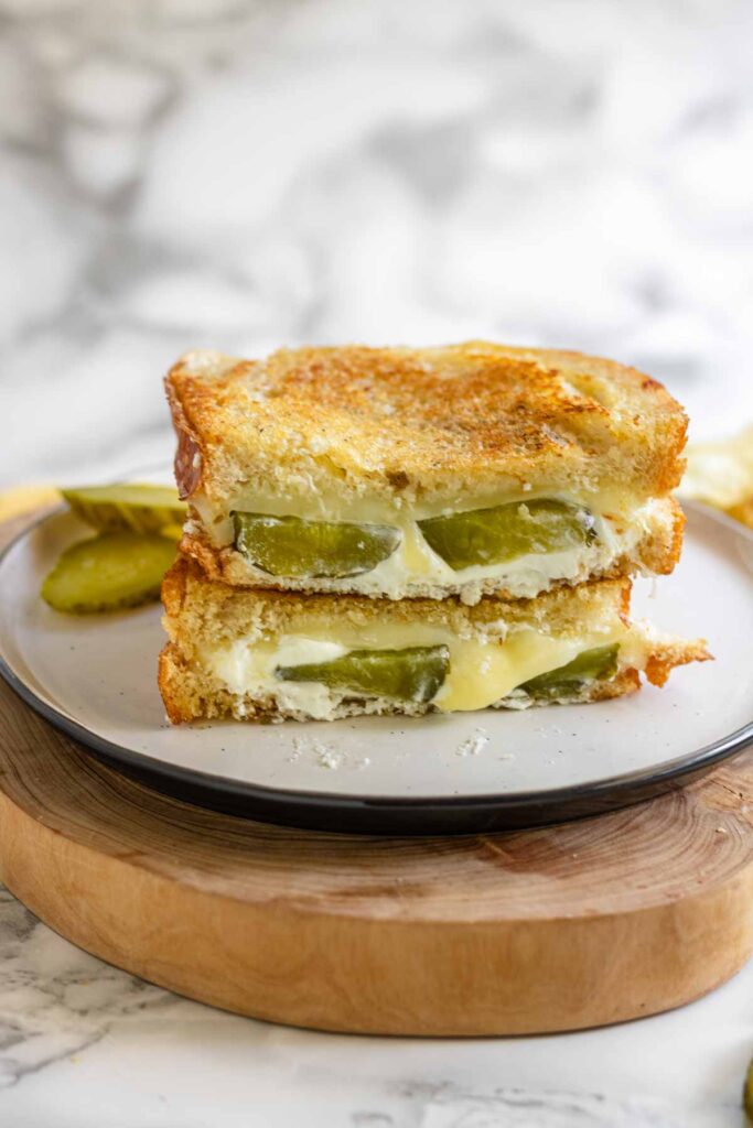 Easy Pickle and Goat Cheese Grilled Cheese - The Veggie YaYa