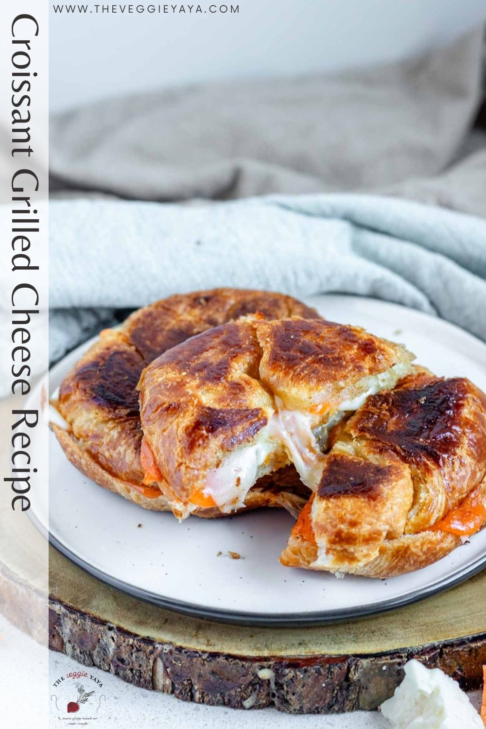 Buttery Croissant Grilled Cheese Recipe - The Veggie YaYa