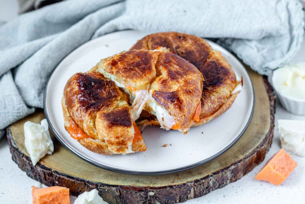 Buttery Croissant Grilled Cheese Recipe - The Veggie YaYa